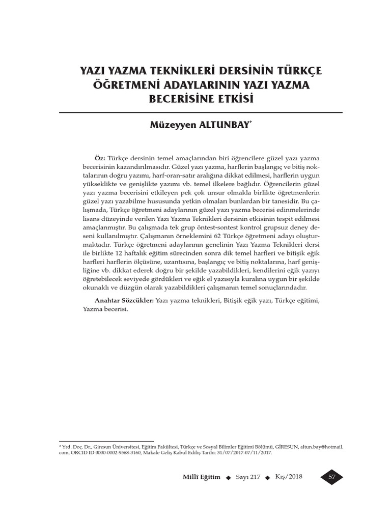 YAZI YAZMA TEKN__KLER__ DERS__N__N T__RK__E ya yeter ADAYLARININ YAZI YAZMA BECER__S__NE ETK__S ...
