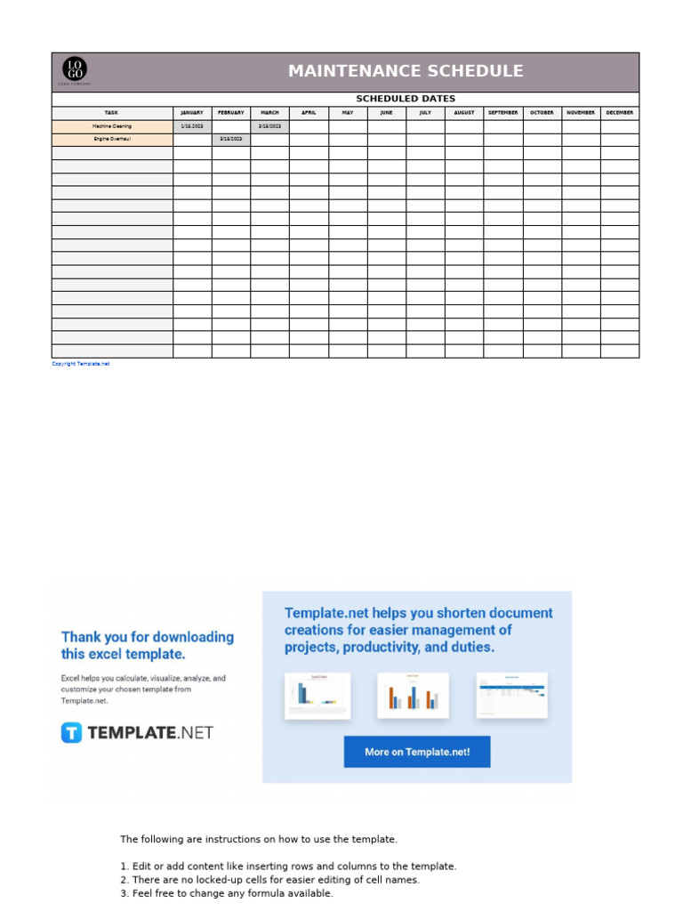 Basic Maintenance Schedule Template Letter | PDF
