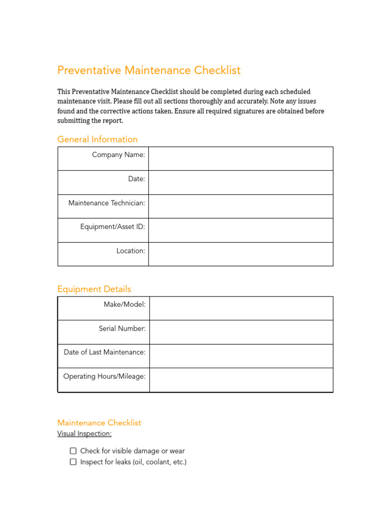 Preventative Maintenance Report Form.docx | PDF | Indemnity