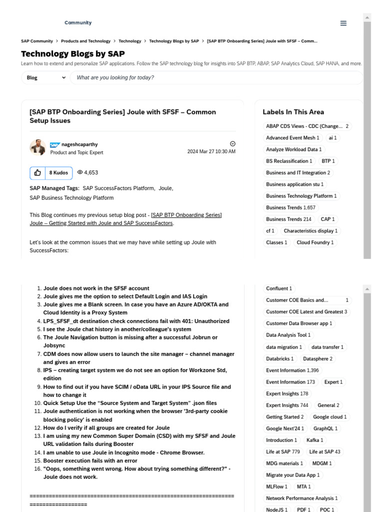 (SAP BTP Onboarding Series) Joule With SFSF - Comm... - SAP Community | PDF | Http Cookie ...