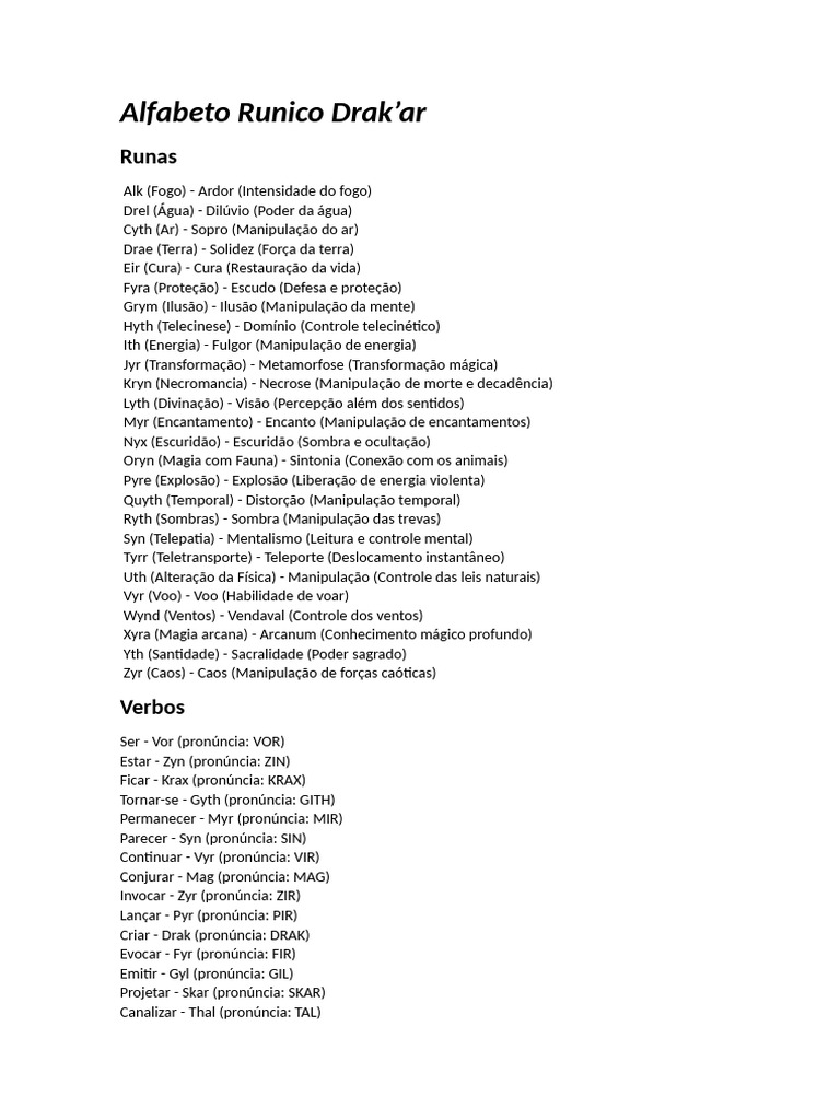 Alfabeto Rúnico Drak’ar e Incantações | PDF | Intenção