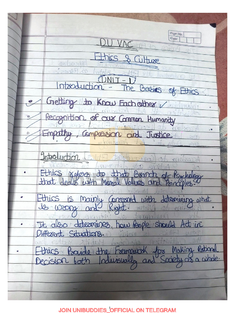 Ethics and Culture VAC Notes. | PDF