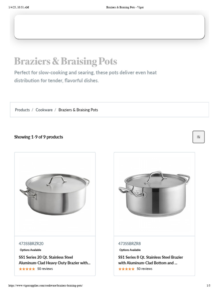 Braziers & Braising Pots - Vigor | PDF | Cookware And Bakeware | Food ...
