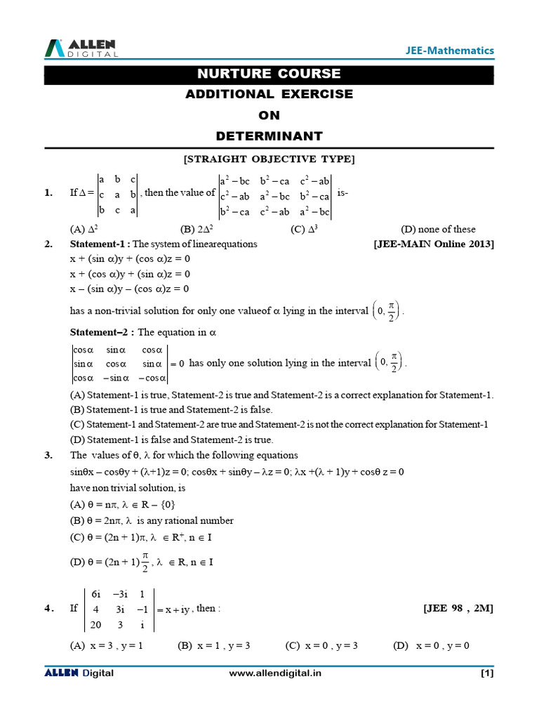 Additional Exercise (Determinant) | PDF | Mathematics | Mathematical Objects