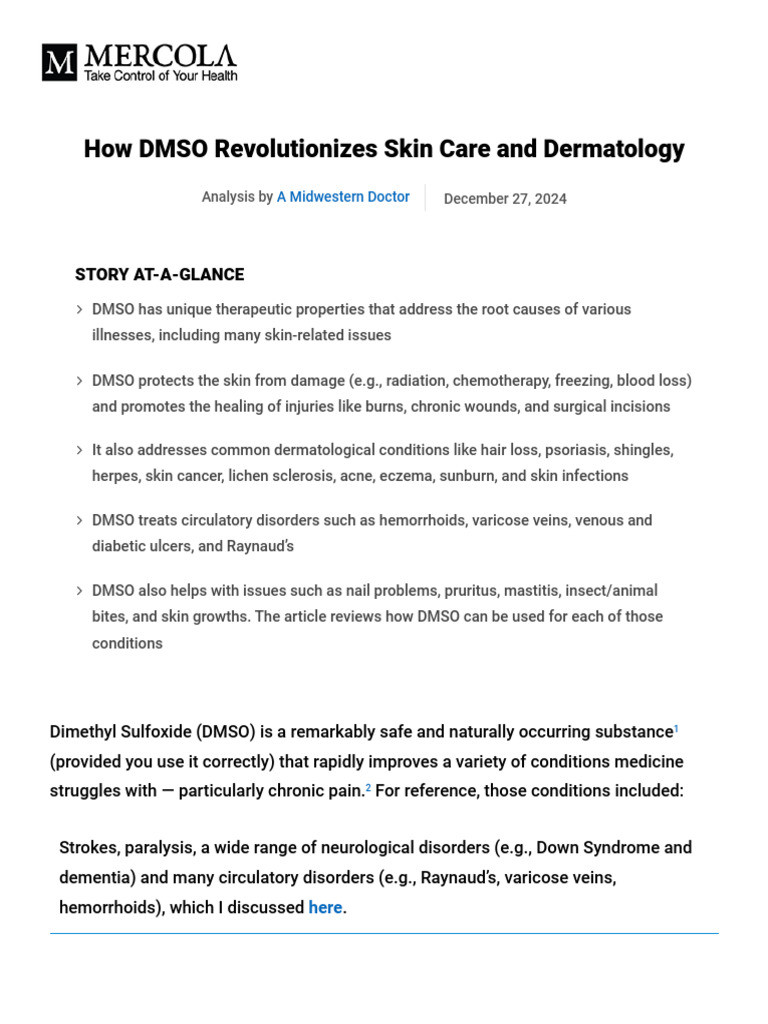 Dmso Skin Care Dermatology PDF | PDF | Wound | Dimethyl Sulfoxide
