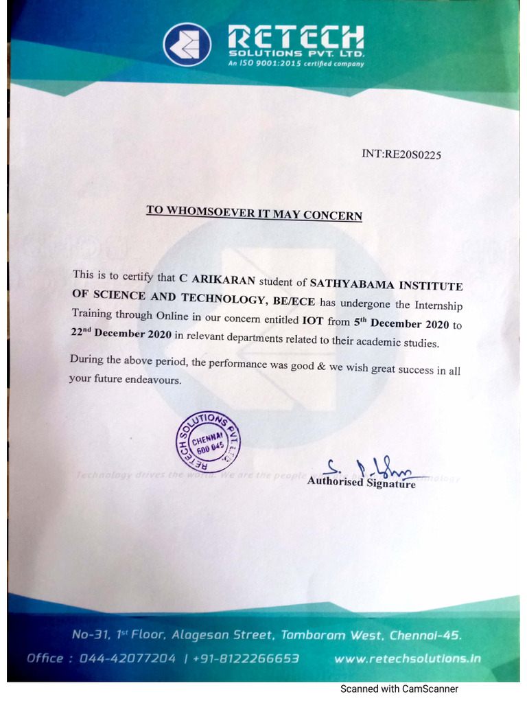 B.E Ece Batchno Internship 10 | PDF