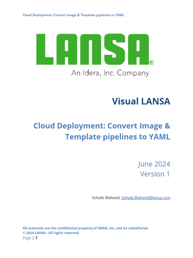 Cloud Deployment - Convert Image & Template Pipelines To YAML | PDF ...