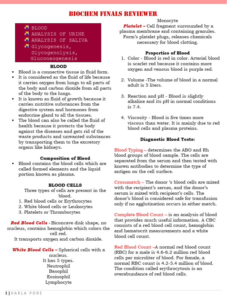 Biochem Finals Reviewer - Karla | PDF | Adenosine Triphosphate | Glycogen