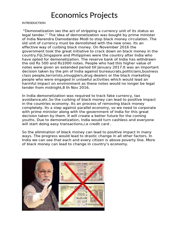 Economics Project | PDF | Legal Tender | Indian Black Money