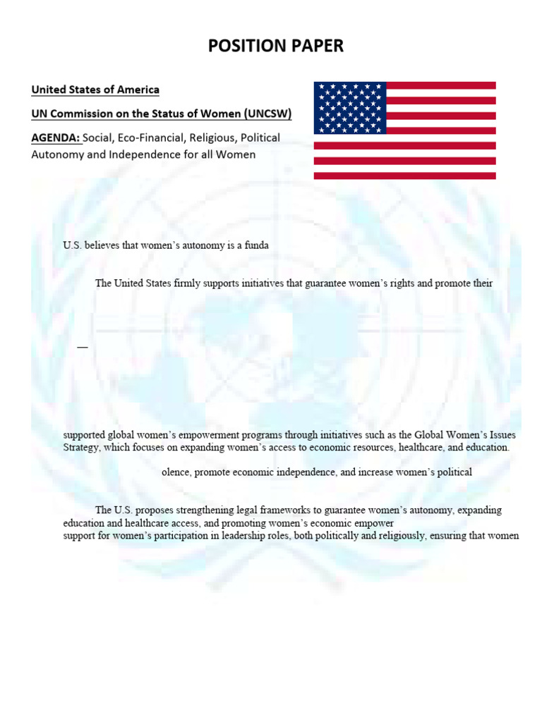 United States of America Position Paper | PDF | Gender Studies | Gender ...