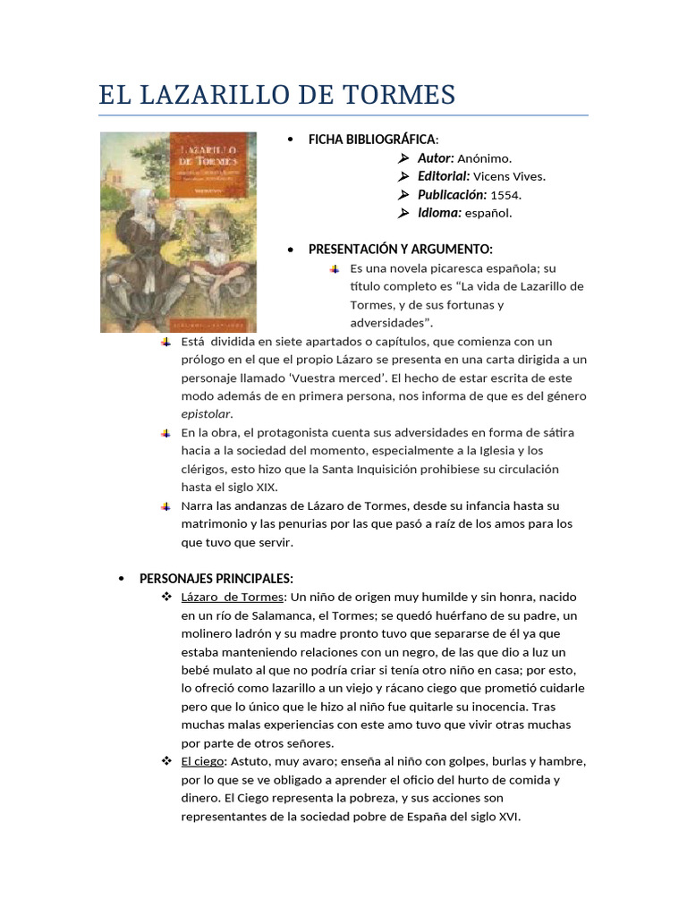 EL LAZARILLO DE TORMES | PDF