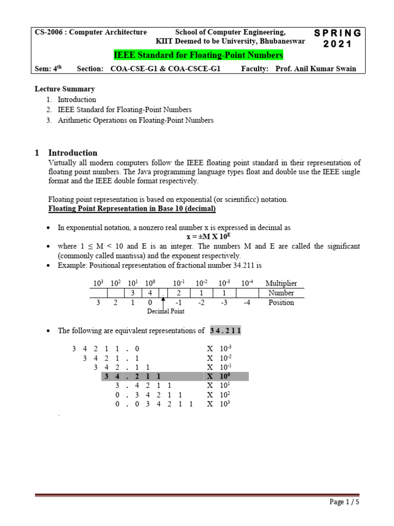 Ieee Standard For Floating Point Numbers Pdf Elementary Mathematics Arithmetic