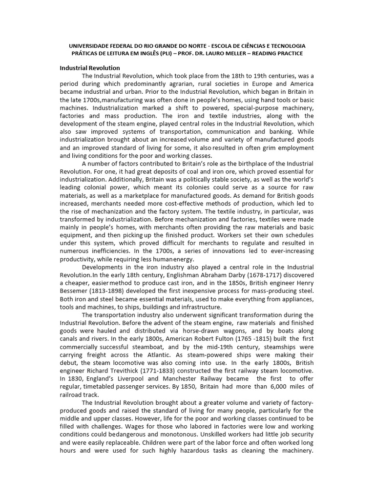 Industrial Revolution Overview and Impact | PDF | Industrial Revolution ...