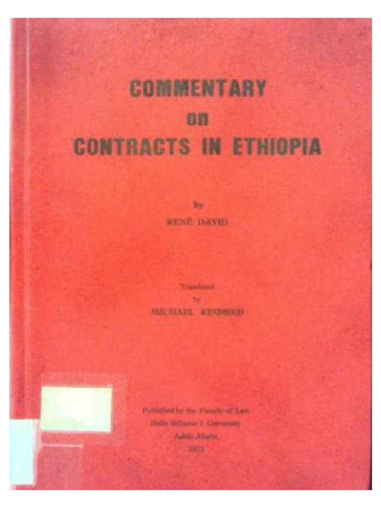 Commentary On Ethiopian Contract Law by Rene David | PDF