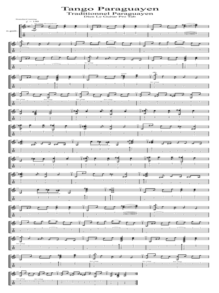 Tango Paraguayen - Guitar Lesson + TAB | PDF | Guitar Family ...