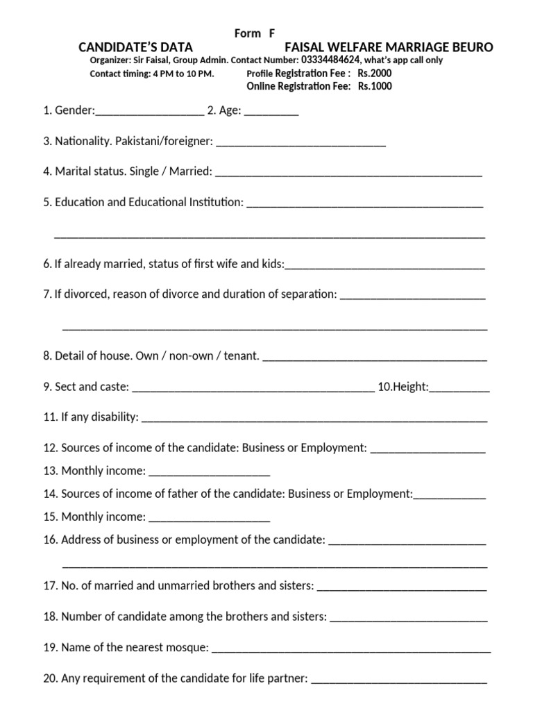 Marriage Form - 1 - New - Eng - 2 Final Form | PDF | Marriage | Social Institutions
