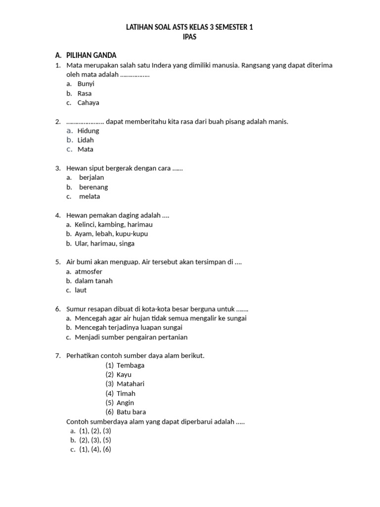 Asts Ipas Kelas 3 Semester 1 | PDF