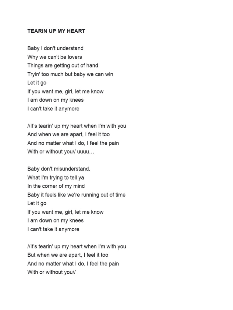 Tearing Up My Heart Lyrics Analysis | PDF