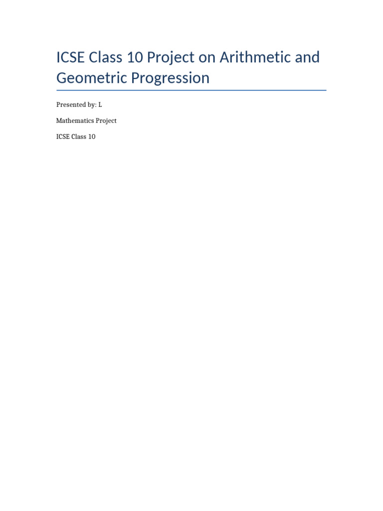 ICSE Class 10: Arithmetic & Geometric Progression | PDF