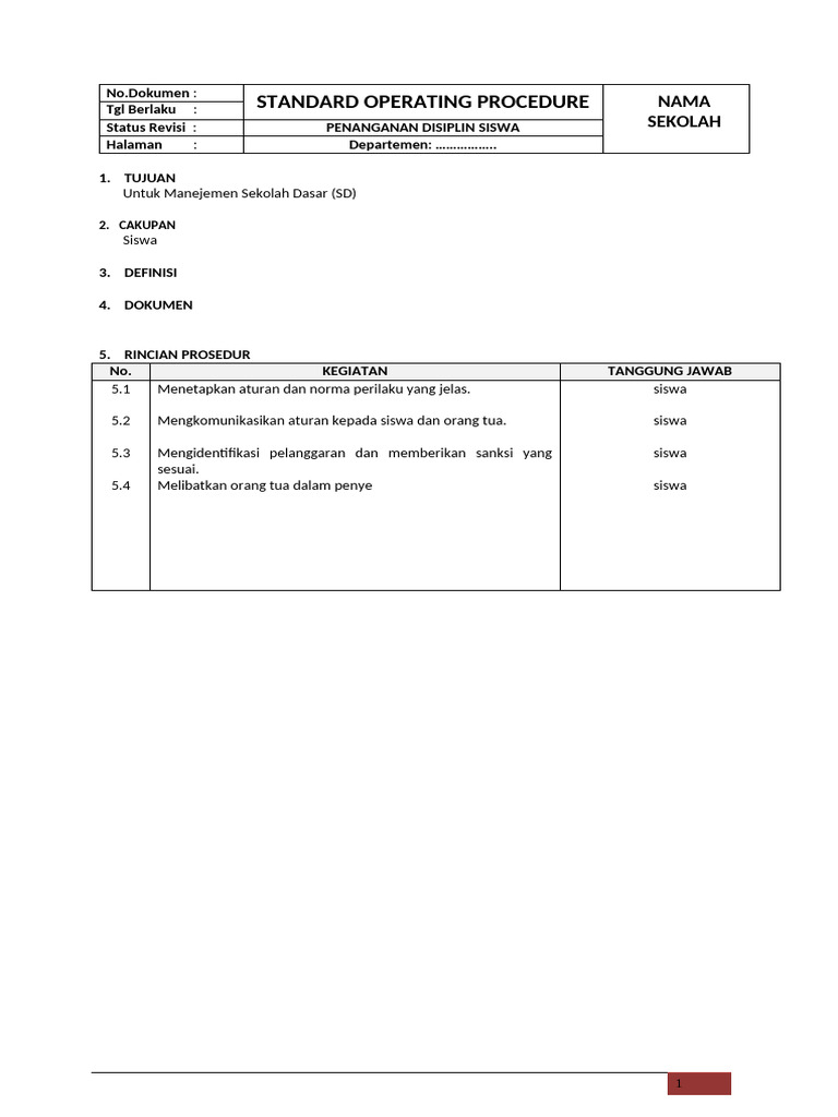 Sop Penanganan Disiplin Siswa | PDF
