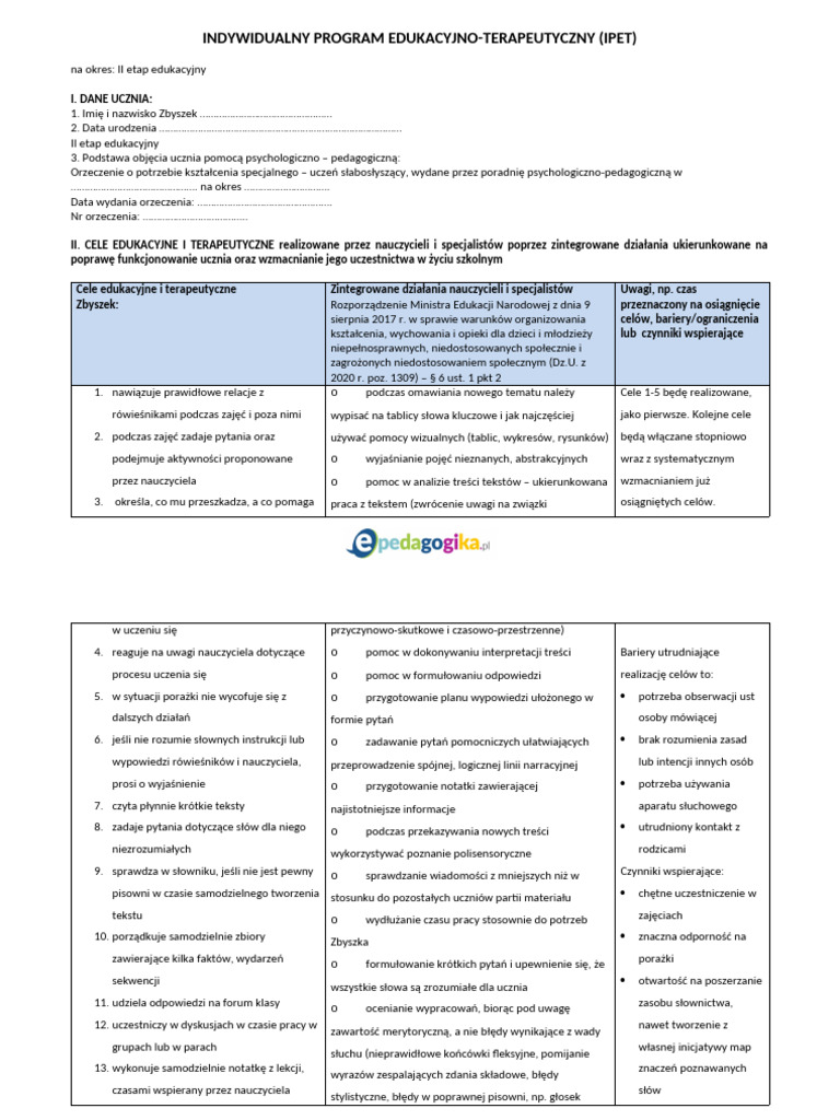 Ipet Dla Ucznia Slaboslyszacego | PDF