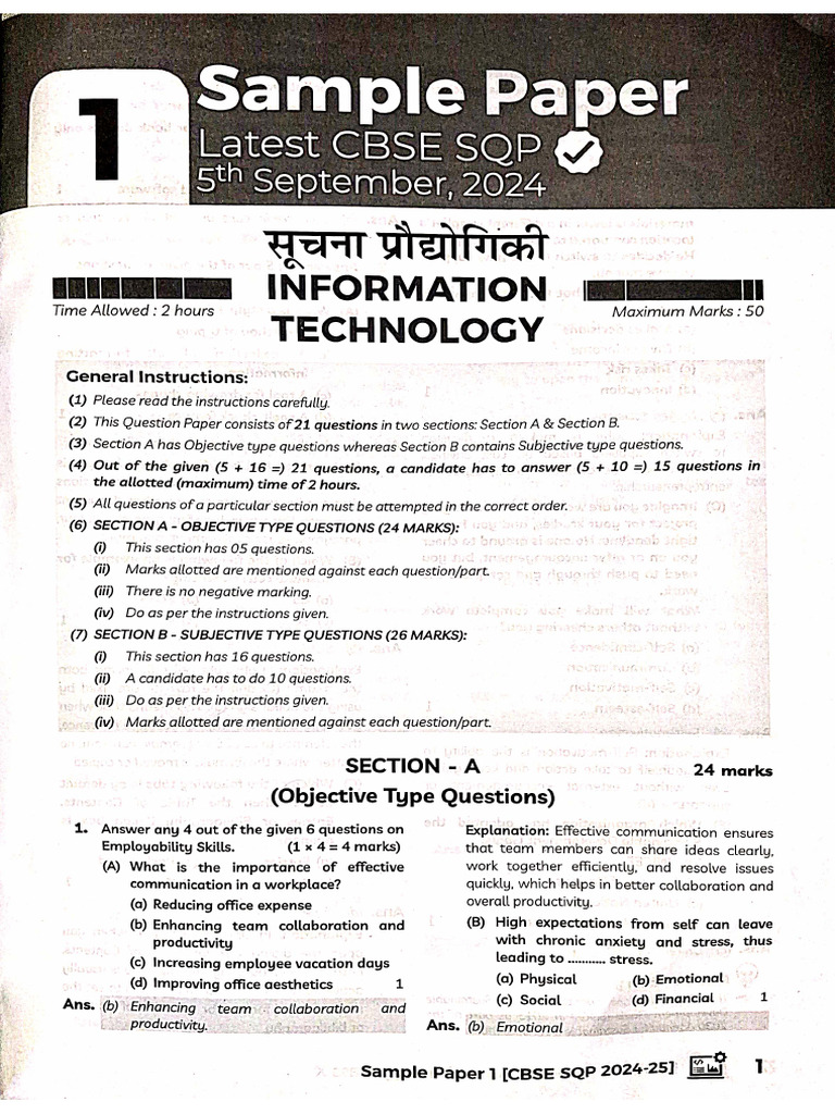 10th IT Sample Paper | PDF