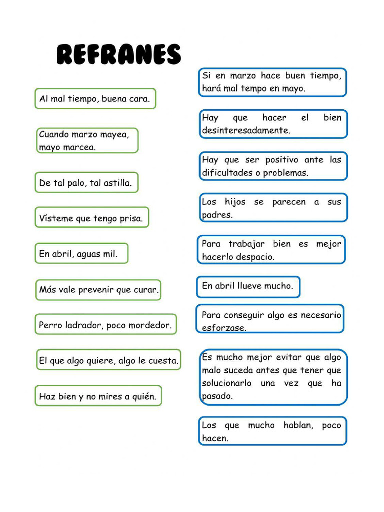 Ficha de Refranes 1 | PDF