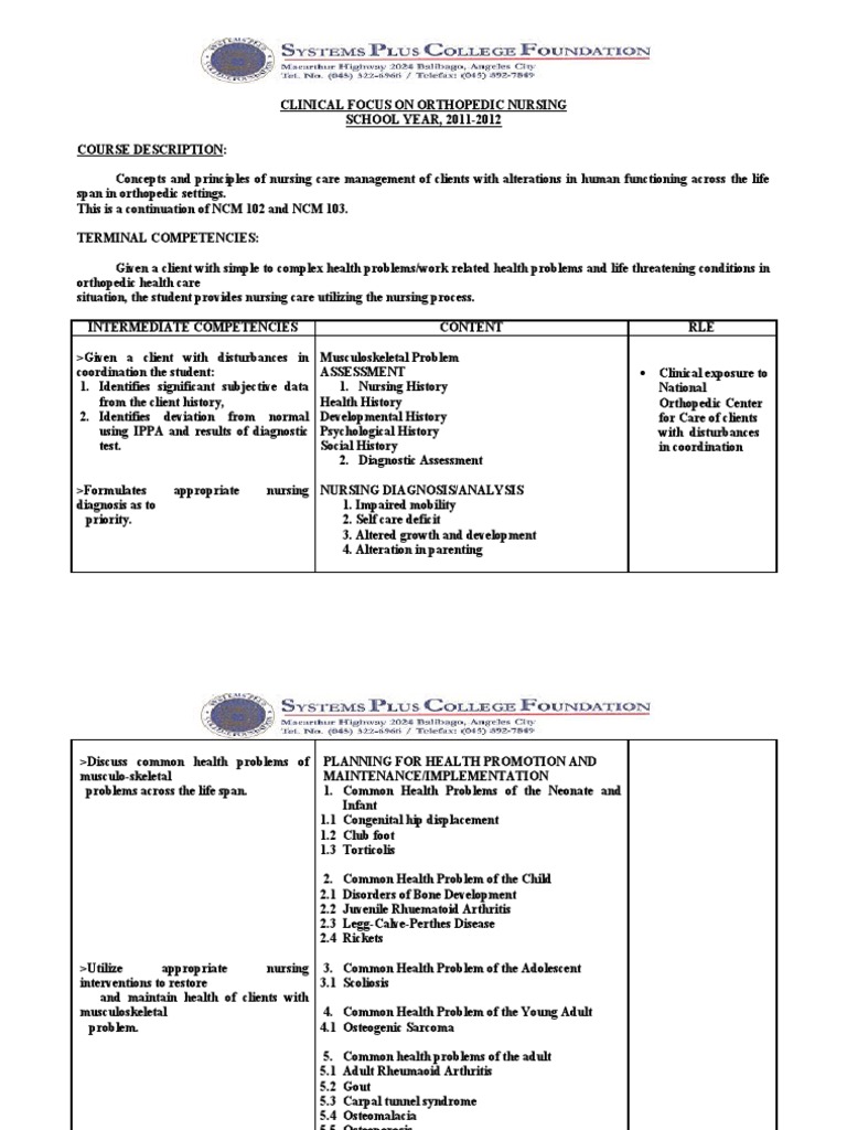 Clinical Focus On Orthopedic Nursing | PDF