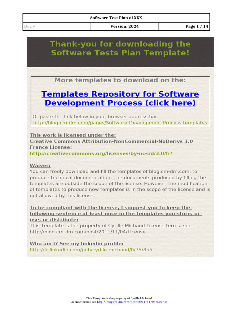 Software Test Plan Template 2024 | PDF | Software Testing | Formal ...