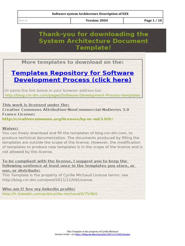 Software System Architecture Template 2024 | PDF | Software | System