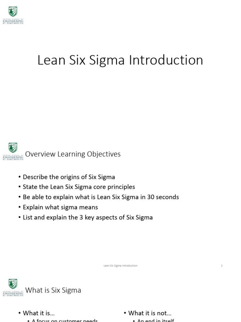 1 - Lean Six Sigma Introduction | PDF | Six Sigma | Lean Manufacturing