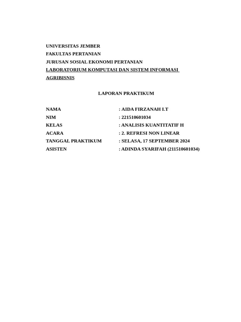 Laporan Analisis Kuantitatif | PDF