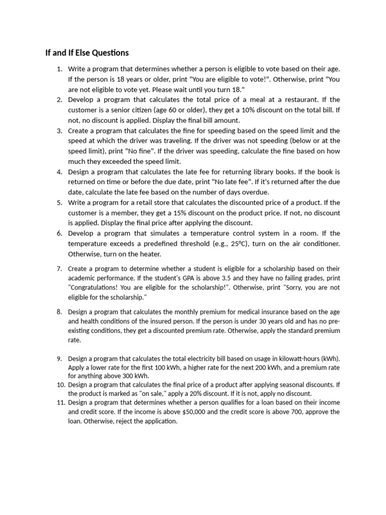 If and If Else Scenario Based Questions-1 | PDF | Credit Score | Credit