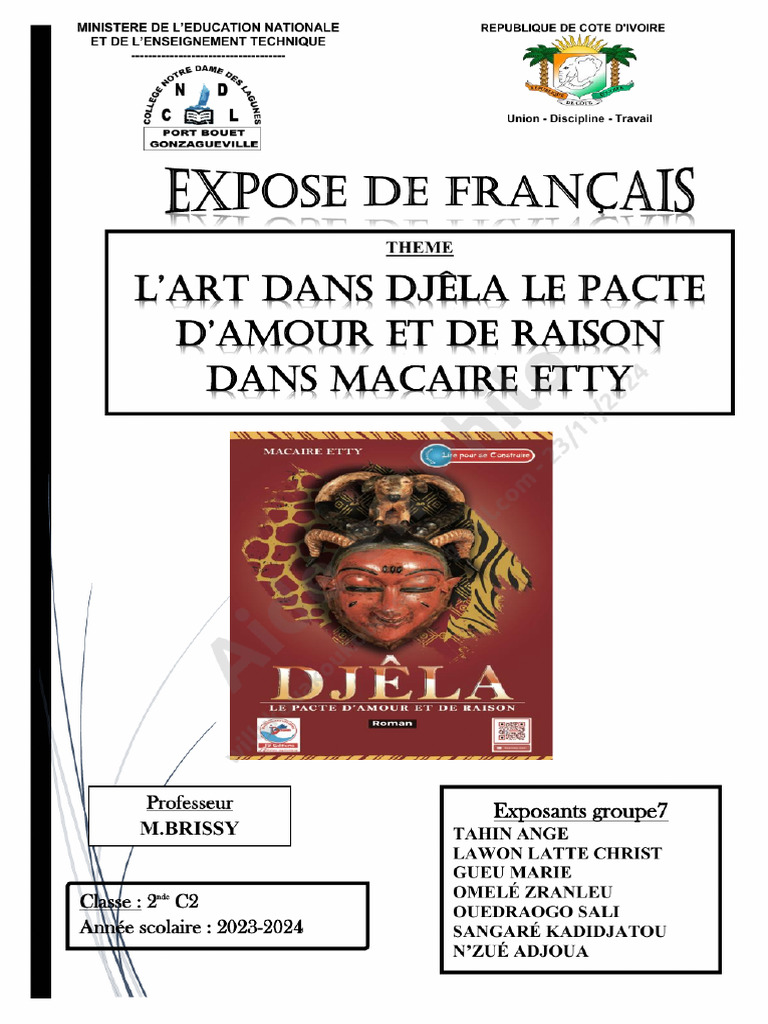 Expose Sur L'art Dans Djela de Macaire Etty | PDF