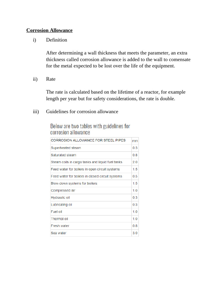 Corrosion Allowance | PDF