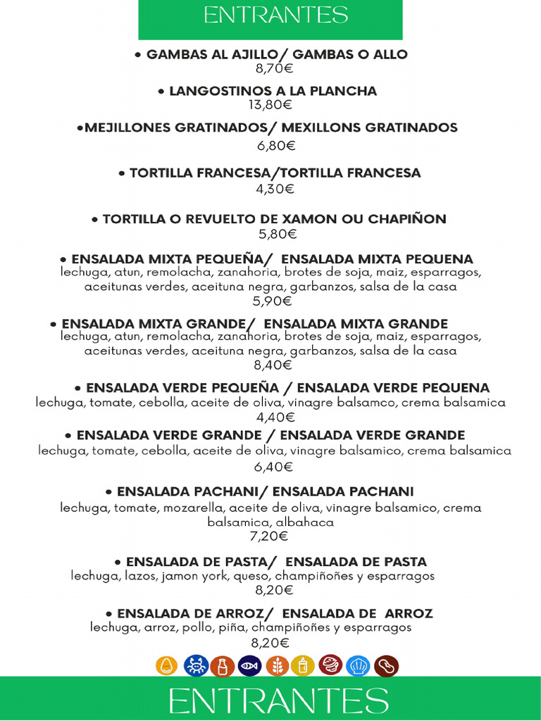 MENU COMPLETO Ingles | PDF