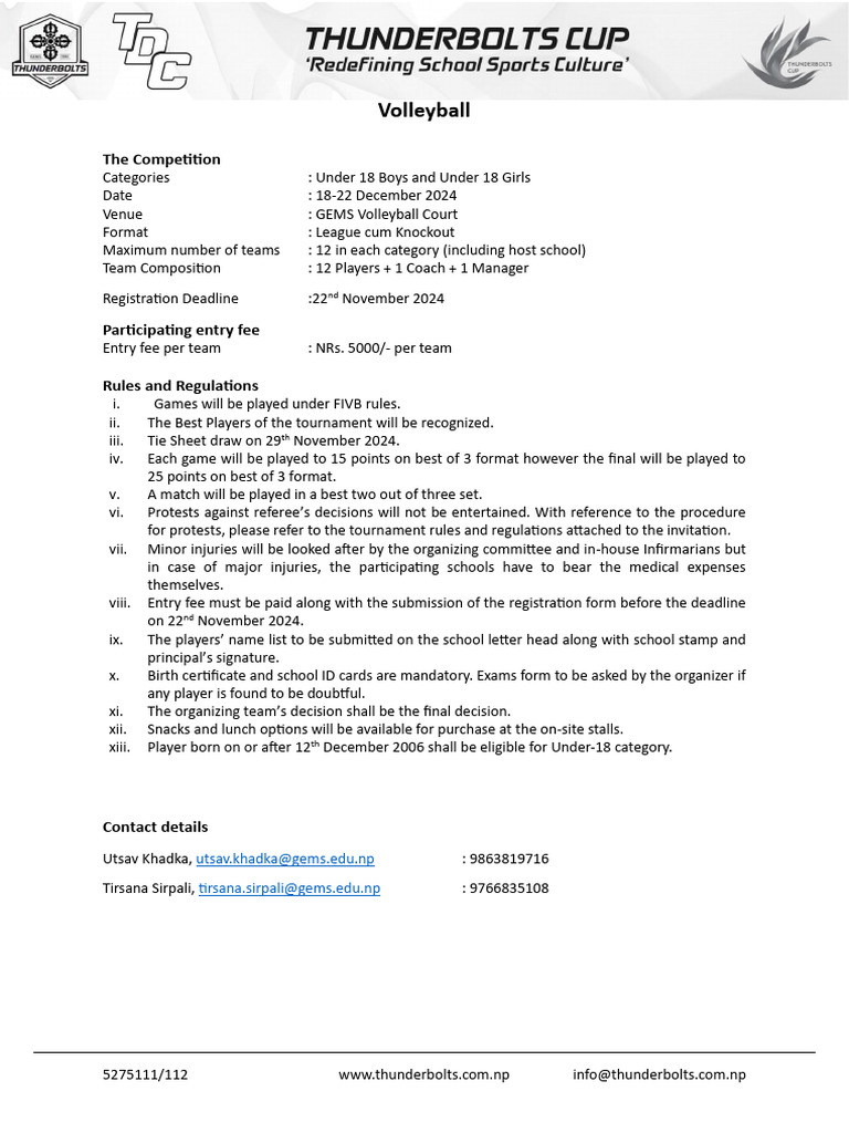 Volleyball Registration Form 2024 | PDF