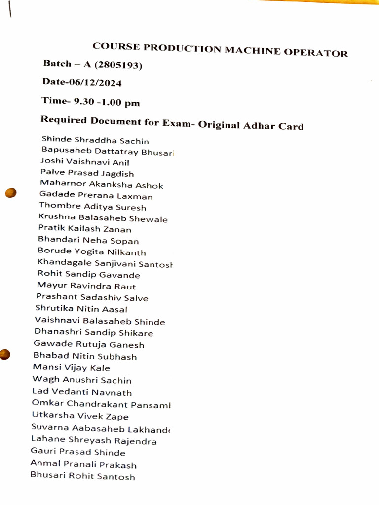 Batch Wise Information | PDF