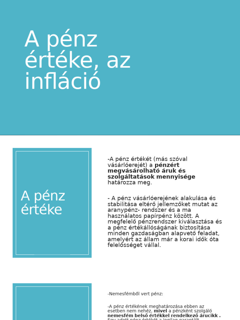 Pénz Értéke Infláció | PDF