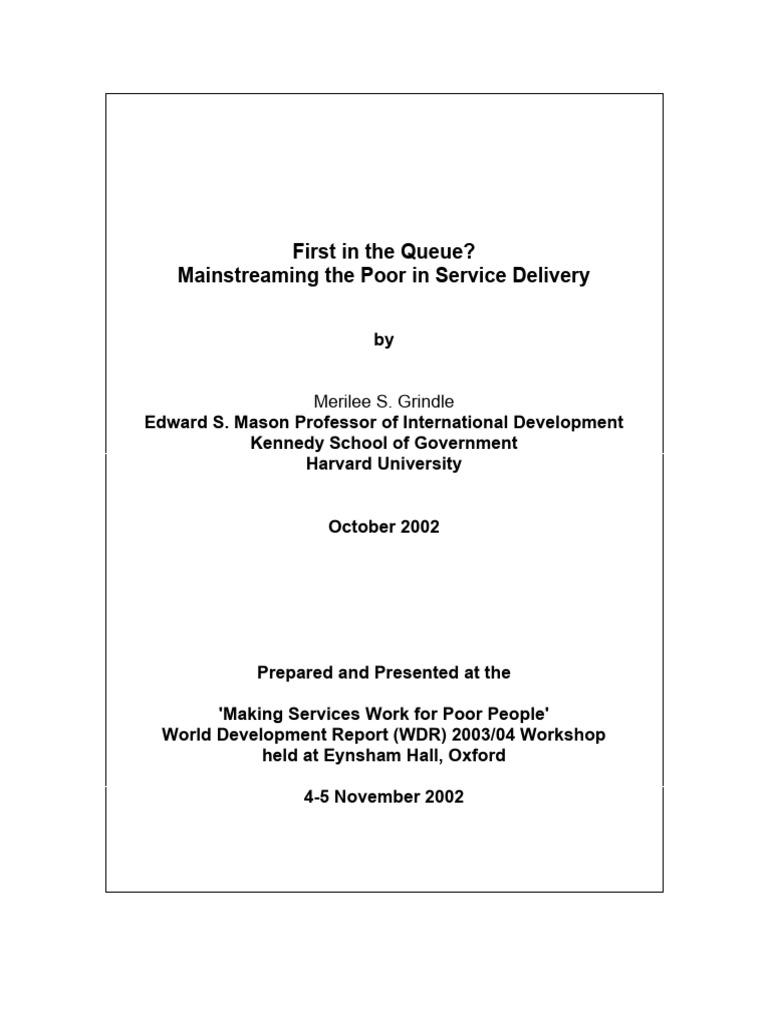 Mainstreaming Poor in Service Delivery | PDF | Poverty | Poverty ...