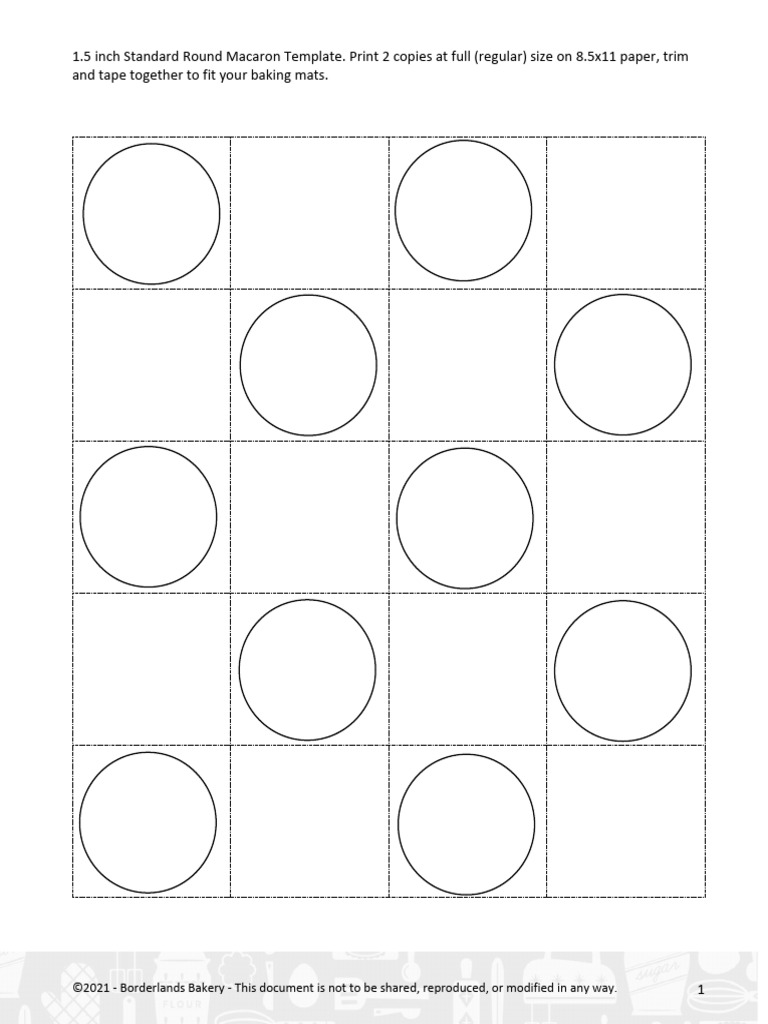 1 - 5 Inch Standard Round Macaron Template | PDF