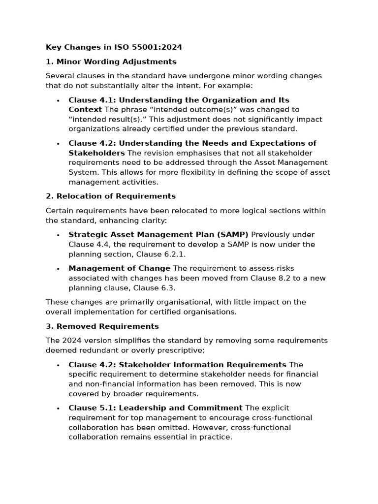 ISO 55001:2024 Updates for Managers | PDF