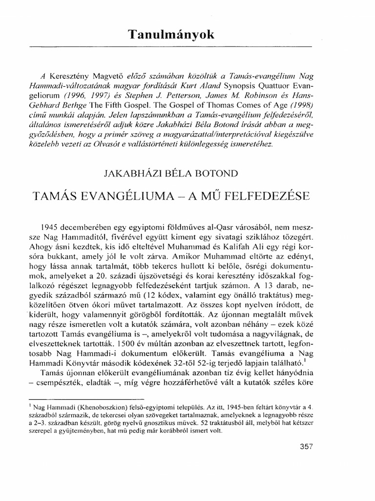 Jakabházi Béla Botond-Tamás Evangéliuma | PDF