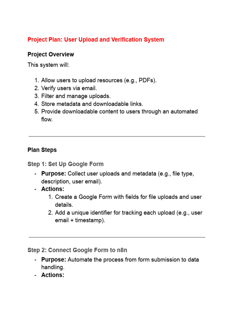 Project Plan - User Upload and Verification System | PDF | Metadata ...