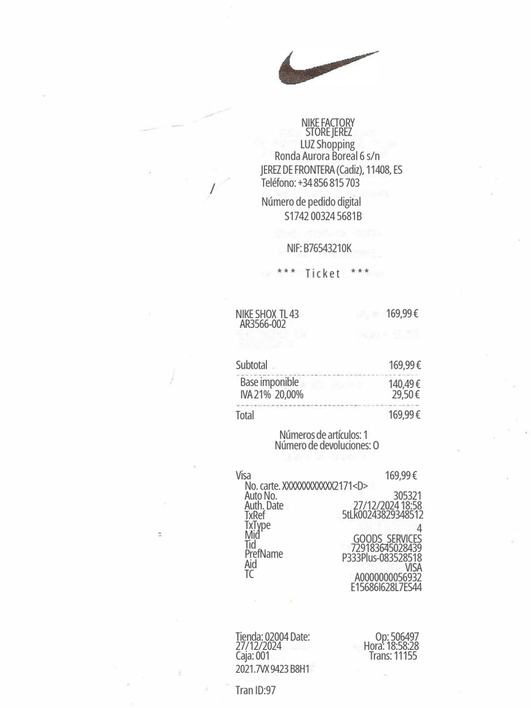 Ticket Nike PDF | PDF