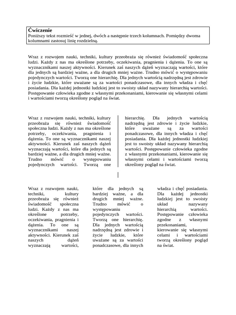 Zad1_Układ Kolumnowy Tekstu | PDF