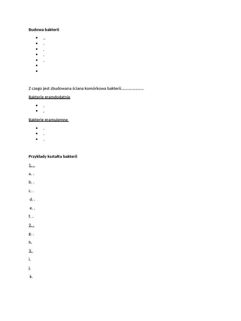 BAKTERIE Kartkówka | PDF