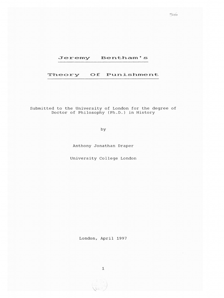Jeremy Bentham's Theory of Punishment | PDF | Punishments | Utilitarianism
