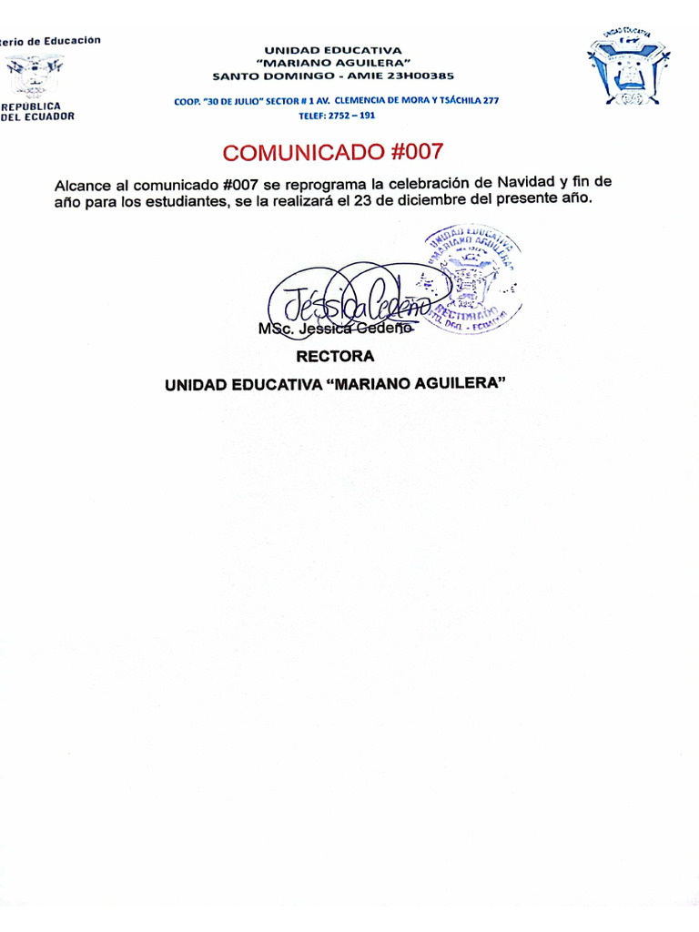 Alcance Comunicado 007 | PDF