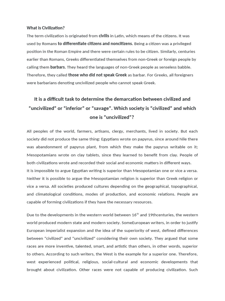 Week 1 - What Is Civilization | PDF | Anno Domini | Common Era